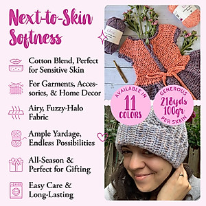 Cotton to The Core Worsted Weight Yarn for Crocheting, 3 Skeins, 654 Yds/300G, Free Patterns - Soft Cotton Yarn for Knitting - #4 Medium Worsted Weight - Grape Purple