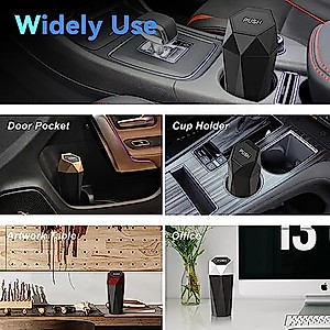 SINSEN Car Trash Can with Lid, Truck Garbage Bin and Interior Organizer Accessories Must Haves, Mini Diamond Trashcan for Road Trip, Leak-Proof, 2PCS