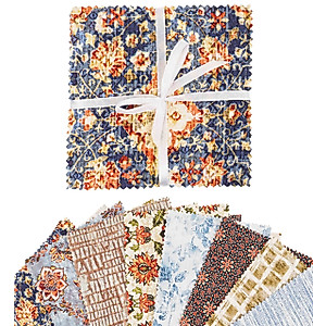 Soimoi Floral Floral with Texture Print Precut 5-inch Cotton Fabric Quilting Squares Charm Pack DIY Patchwork Sewing Craft- Multicolor