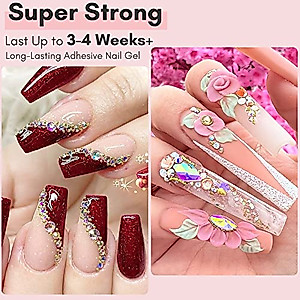Makartt Nail Rhinestone Glue for Nails, Super Strong Gel Nail Glue for Rhinestones for 3D Nails Bling Gel for Halloween Decoration Gem Nail Art Jewel Crystal Beads Diamonds 30ML Cured Need Beauty Gift