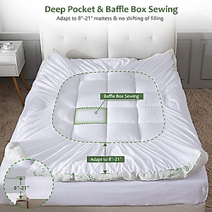 Cooling Mattress Topper Short Queen Size with 8-21" Deep Pocket Mattress Pad for Back Pain Pillow Top Mattress Cover Quilted Mattress Protector with 1200 GSM Down Alternative Fill