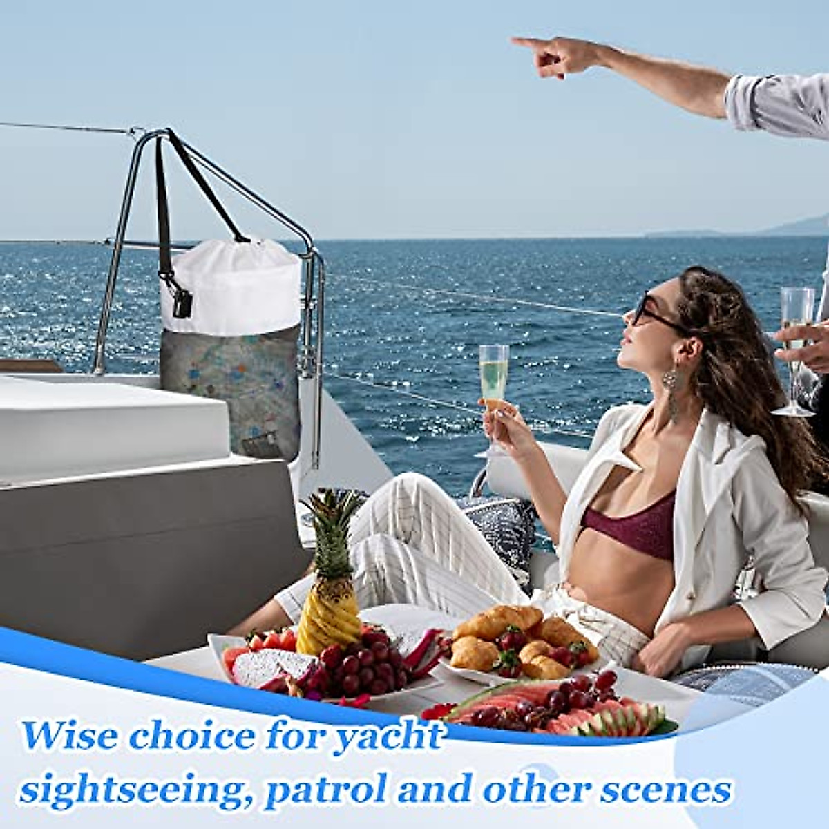 2 Packs Portable Boat Accessories Trash Bags Mesh Trash Bags Boats Trash Can Boat Garbage Container for Boat Kayak Camper Fishing Cabin Storage Men Women Adults (Black, White)