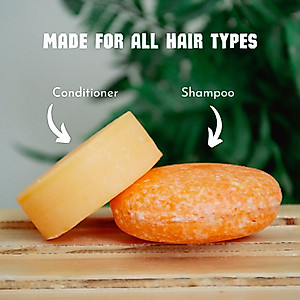 Fresh Citrus Bergamot Shampoo And Conditioner Bar Set with One Extra Shampoo Bar - 100% Vegan Bar Shampoo And Conditioner For Hair Of All Types - Natural Shampoo And Conditioner In Bars. USA Handmade
