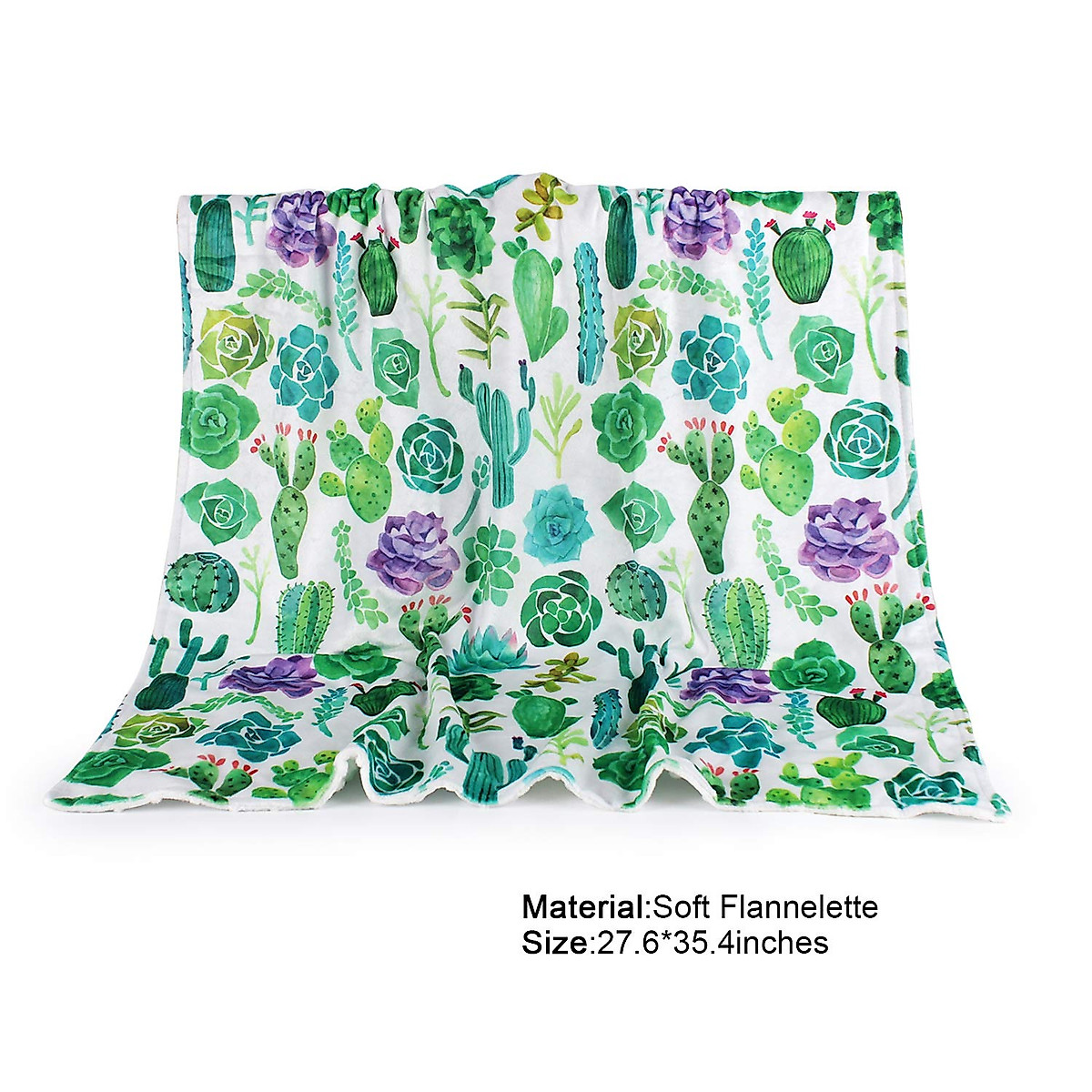 YIQIGO Watercolor Texture with Succulent Cactus Plant Baby Blanket Swaddle Kid Toddler Blanket (Purple Flower)