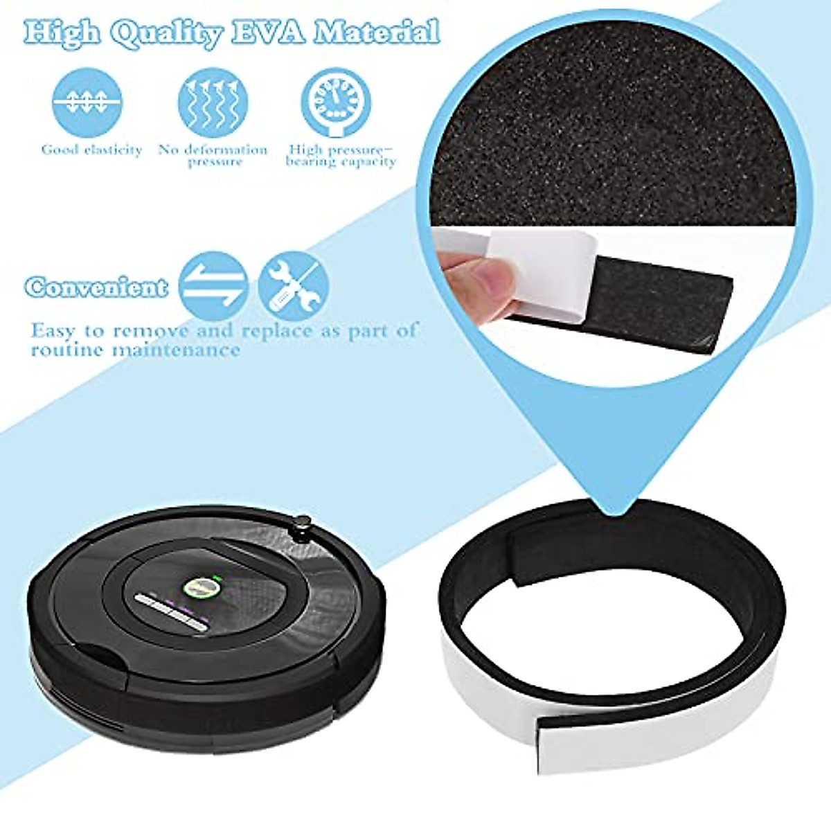 Robot Vacuum Bumper 4 Pieces Soft Bumper Sweeping Robot Bumper Protector Black Sweeping Robot Cover for Robot Furniture Vacuum Cleaner Home Office Restaurant Applications