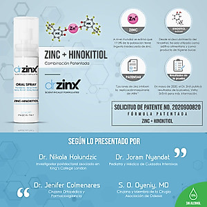 Dr ZinX Bad Breath Treatment, Long Lasting Vegan Zinc Spray, Breath Freshener, Hydrating Oral & Throat Spray with Zinc and Hinokitiol + Peppermint, Alcohol Free 200+ Sprays