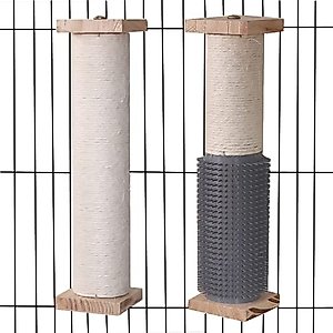 SHENGOCASE 2-Pack Cat Scratching Post for Crate Cage, Cage Mounted Scratching Post with Self Groomer and Massager, Cage Scratcher Pole, Cat Cage Kennel Crate Playpen Accessories Toys