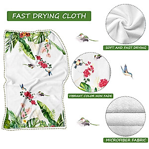 Lebsitey Hummingbird Geranium Flower Bird Kitchen Towel, 2 Pack Kitchen Towel, Absorbent Drying Tea Towel for Cooking Baking, 18 x 28 (Hummingbird Geranium)