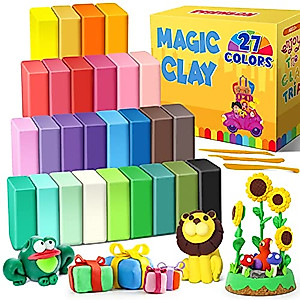 Air Dry Clay 27 Colors, Modeling Clay for Kids, DIY Molding Magic Clay for with Tools, Soft & Ultra Light, Toys Gifts for Age 3 4 5 6 7 8+ Years Old Boys Girls Kids