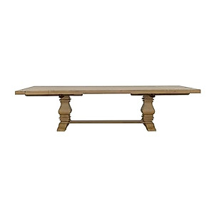 Coaster Home Furnishings Florence Traditional Farmhouse Rectuangular 126-inch Double Pedestal Planked Wood Top Extension Leaf Dining Table Rustic Smoke 180201