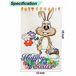 Easter Welcome Garden Flag 12×18 Inch Double Sided Bunny Flower Egg Outside Vertical Holiday Yard Flag
