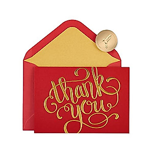 Papyrus Blank Holiday Thank You Cards Boxed with Envelopes, Blank Red and Gold (12-Count)