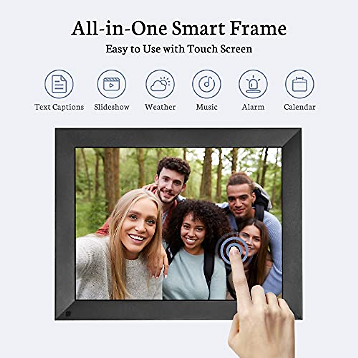 BSIMB 15 Inch Large Digital Picture Frame, WiFi Photo Frame Touch Screen with 16GB Storage, Auto-Rotate, Share Photos and Videos via App Email, Wall Mountable, Gift for Grandparents