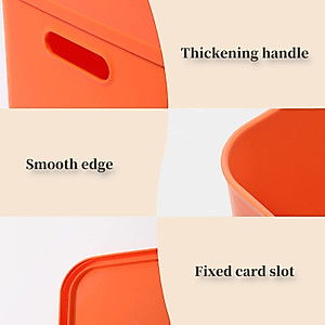 Yishyfier Plastic Storage Baskets With Lid Organizing Container Lidded Knit Storage Organizer Bins for Shelves Drawers Desktop Closet Playroom Classroom Office (4M+2S, Orange)