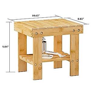 Zhuoyue Shower Stool for Shaving Legs Wooden Shower Foot Rest for Inside Shower Corner Shower Stool for Small Spaces Beige