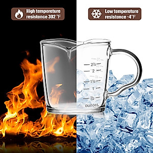 3 Pieces Espresso Shot Glass Double Spouts Measuring Cups 3 Ounce Triple Pitcher Barista Double Spouts with Pouring Handle for Milk, Espresso, Coffee