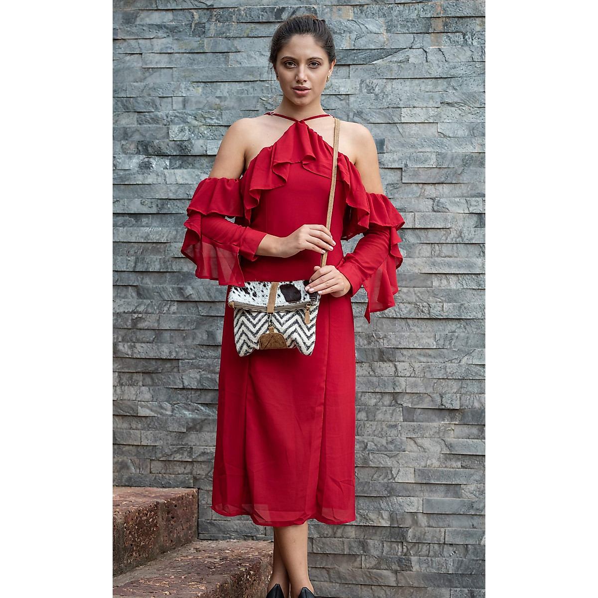 Myra Bag Devious Upcycled Canvas & Cowhide Crossbody Bag S-1339