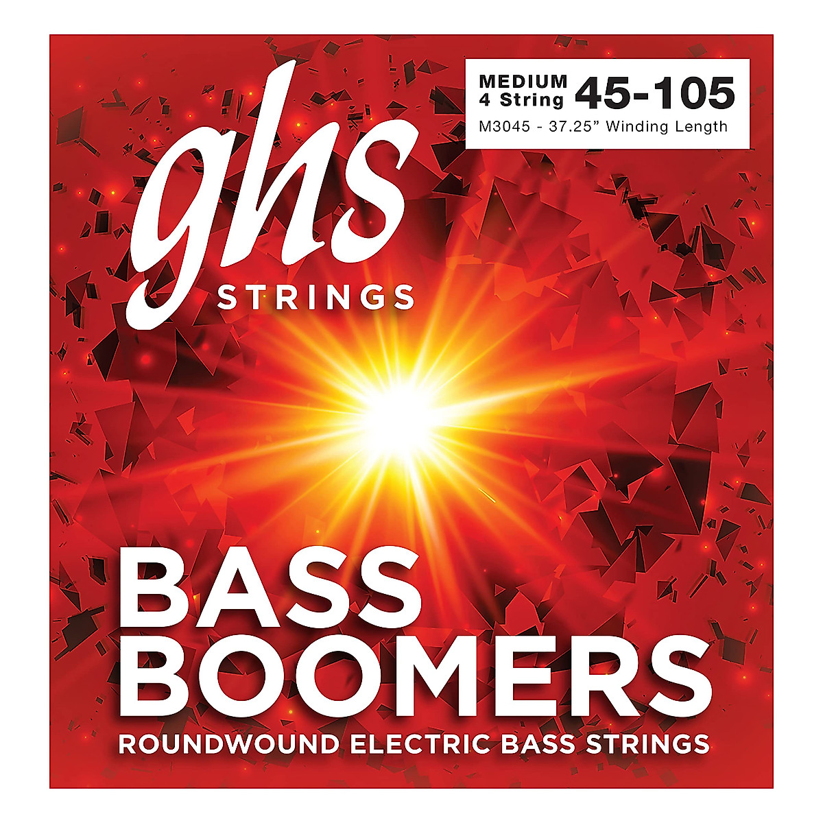 GHS Strings M3045 4-String Bass Boomers, Nickel-Plated Electric Bass Strings, Long Scale, Medium (.045-.105)