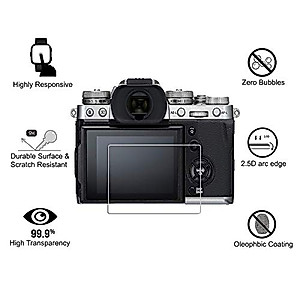 (Pack of 3) Tempered Glass Screen Protector for Fujifilm X-T3, AKWOX [0.3mm 2.5D High Definition 9H] Anti-Scratch Optical LCD Premium Protective Cover