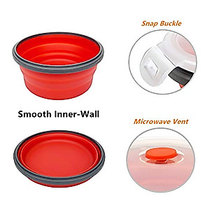 CARTINTS Round Collapsible Bowls with Lids, Reusable Silicone Food Storage Containers, 3Pack 500-800-1200ML, Stackable Space Saving, Microwave and Freezer Safe, Meal Prep Container
