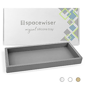 Spacewiser Countertop and Vanity Tray – Small 7.7" Silicone Soap Dispenser Tray, Shatterproof Flexible Bathroom Tray, Kitchen Sink Tray for Soap Bottles, Key Trinket Ring Tray, Original Silicone Tray