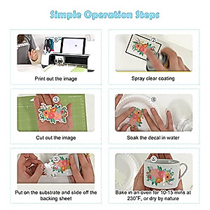 A-SUB Waterslide Decal Paper for Inkjet Printers 25 Sheets White Water Slide Transfer Paper 8.5x11 in for DIY Tumbler, Mug, Glass Decals