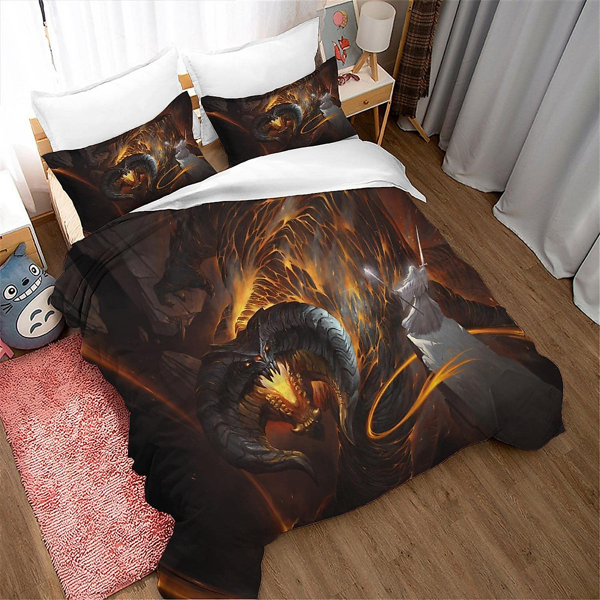 LHASA Lord Ring Duvet Covers, Soft Microfiber Washed Duvet Cover Set 3 Pieces with Zipper Closure (05,Twin (68"x86"))