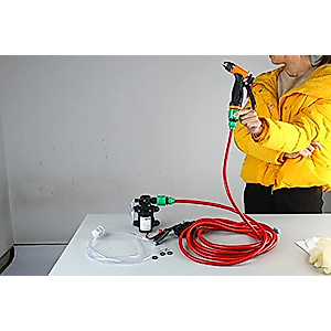 Amarine Made Electric Washer Pump Kit,12V Portable High Pressure Water Pump with 23.6" PVC Pressure Hose and Independent Power Switch,Wash Device for Auto RV Marine,Home,Garden,Vehicles (80W,130PSI)