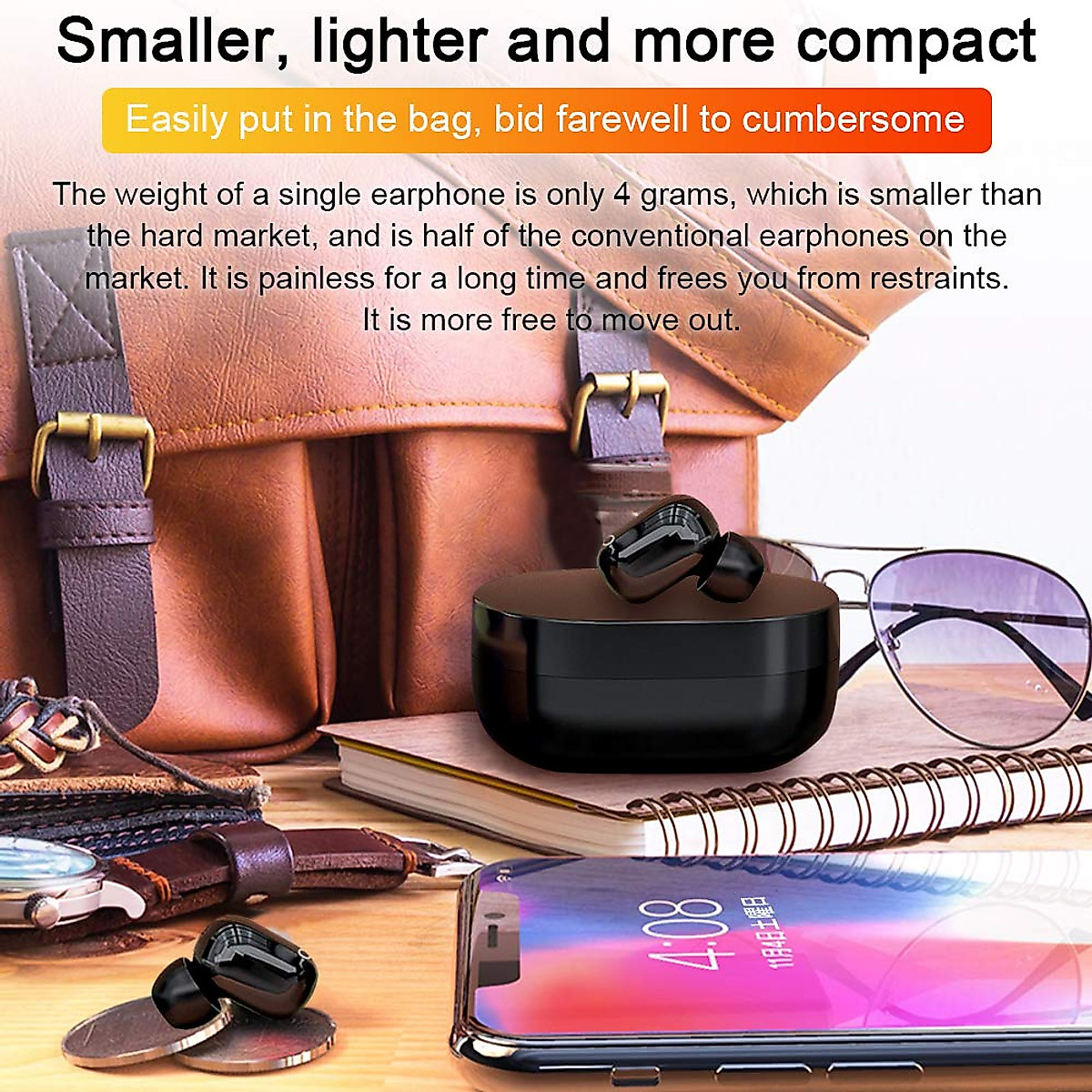 SLuB Wireless Earbuds, Bluetooth 5.0 Wireless Automatic Pairing Earphones,TWS Left and Right Separation Earbuds, Remaining Power Display (with Charging Box)（Black）