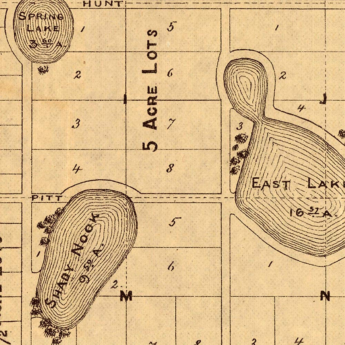 Antiguos Maps - City of Clermont, Florida map circa 1884 - measures 24 in x 30 in (610 mm x 762 mm)