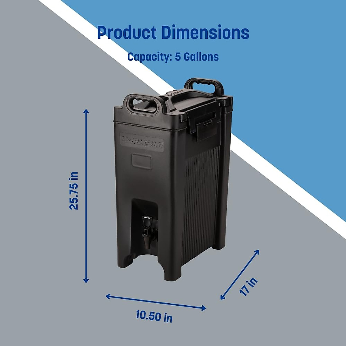 CFS Cateraide Insulated Beverage Server with Spigot for Dispensing Hot and Cold Drink Beverages, Plastic, 5 Gallons, Black