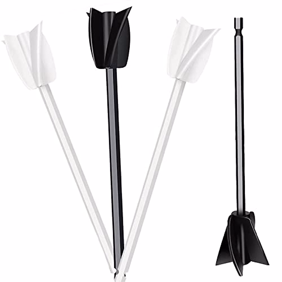 IHUIXINHE 4 Pcs Resin Mixer Paddles,Paint Mixer Drill Attachment for Mix Epoxy Resin, Paint, Ceramic Glaze and Reduce Bubbles,Black,White