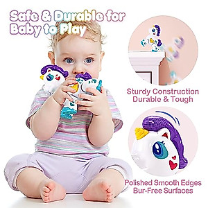 hahaland Toddler Girl Toys Unicorn Toy for 1 Year Old Girl, Musical Light up Kid Girl Interactive Travel Toys, Baby Toys 12-18 Months, 1+ Year Old Girl Birthday Gifts