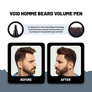VOID Homme Beard Filling Pen Kit (Dark Brown, Set of 5) Beard Filler Pencil & Mens Beard Pen with Beard Brush, VOID Beard Filler Kit for Instant Beard Filling, Waterproof 48Hr VOID Beard Pen Kit