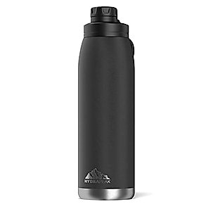 Hydrapeak 40 oz Insulated Water Bottle with Chug Lid - Leak Proof and Spill Proof Double Walled Vacuum Insulated Stainless Steel Water Bottles, Cold for 24 Hours | Hot for 12 Hours (Black)
