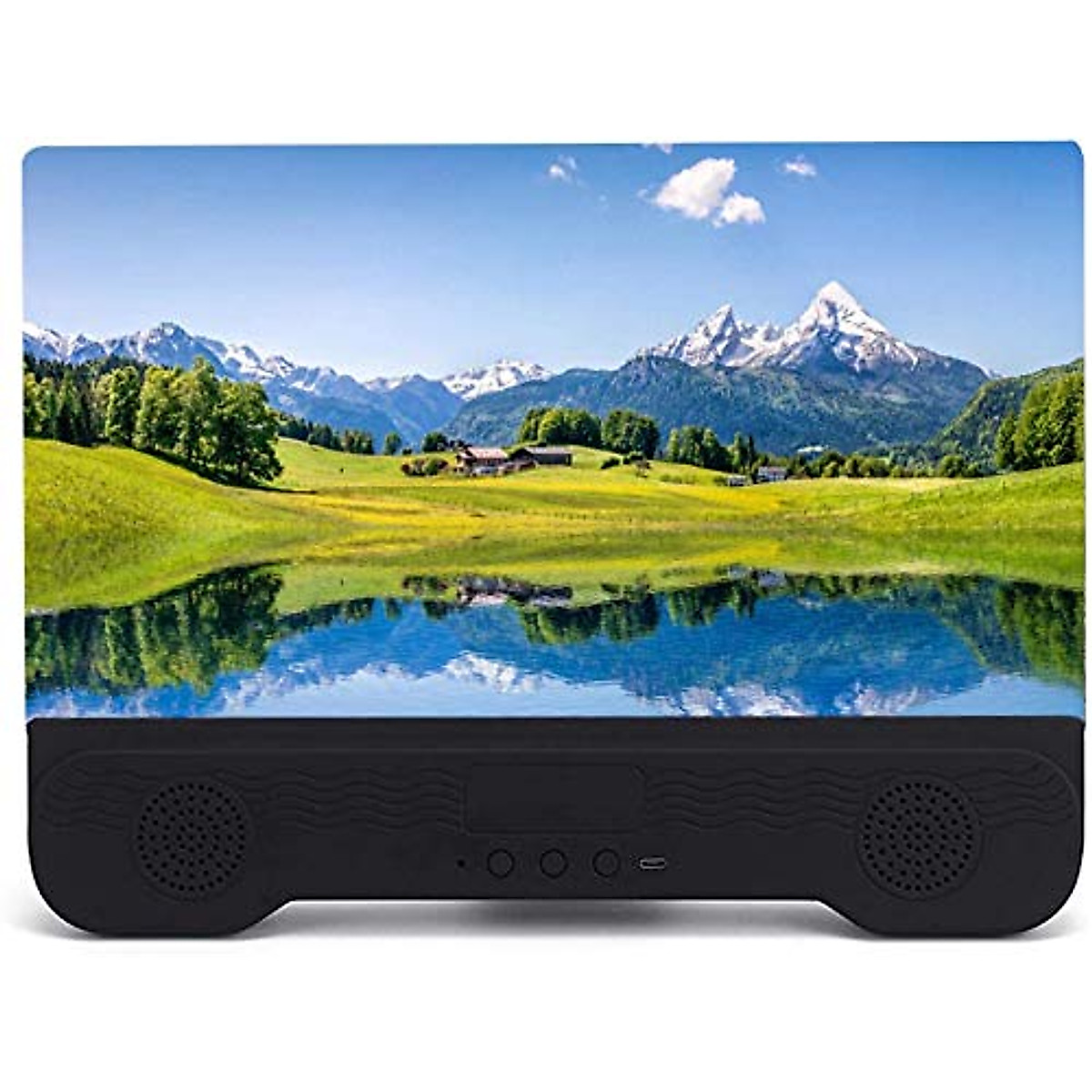 14'' Screen Magnifier with Bluetooth Speakers for Cell Phone,3D Magnifying Projector Screen Enlarger for Movies Videos Games Foldable Stand Holder with HD Screen Amplifier Supports All Smartphones