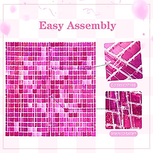 Shimmer Wall Backdrop Hot Pink Shimmer Wall Panels Valentines Backdrop Glitter Photo Background Sequin Backdrop for Birthday Anniversary Wedding Engagement Decoration,Pack of 24