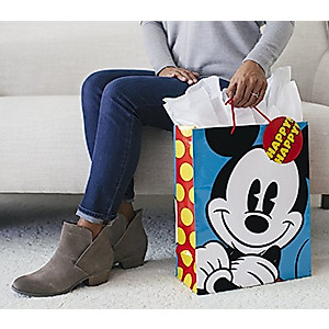 Hallmark Disney 15" Extra Large Gift Bag with Tissue Paper (Mickey Mouse) for Birthdays, Kids Parties or Any Occasion