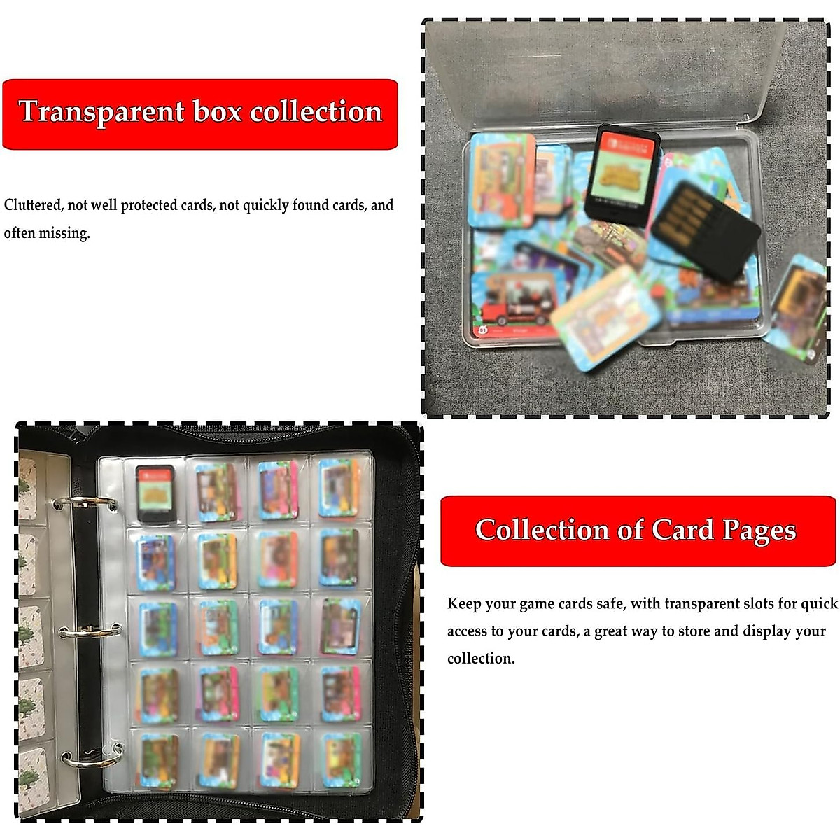 340 pocket pages for Animal Crossing mini cards, Nintendo game cards, Zelda game cards, savings cards, coins, holds 340 ACNH NFC labeled game cards (17 cards)