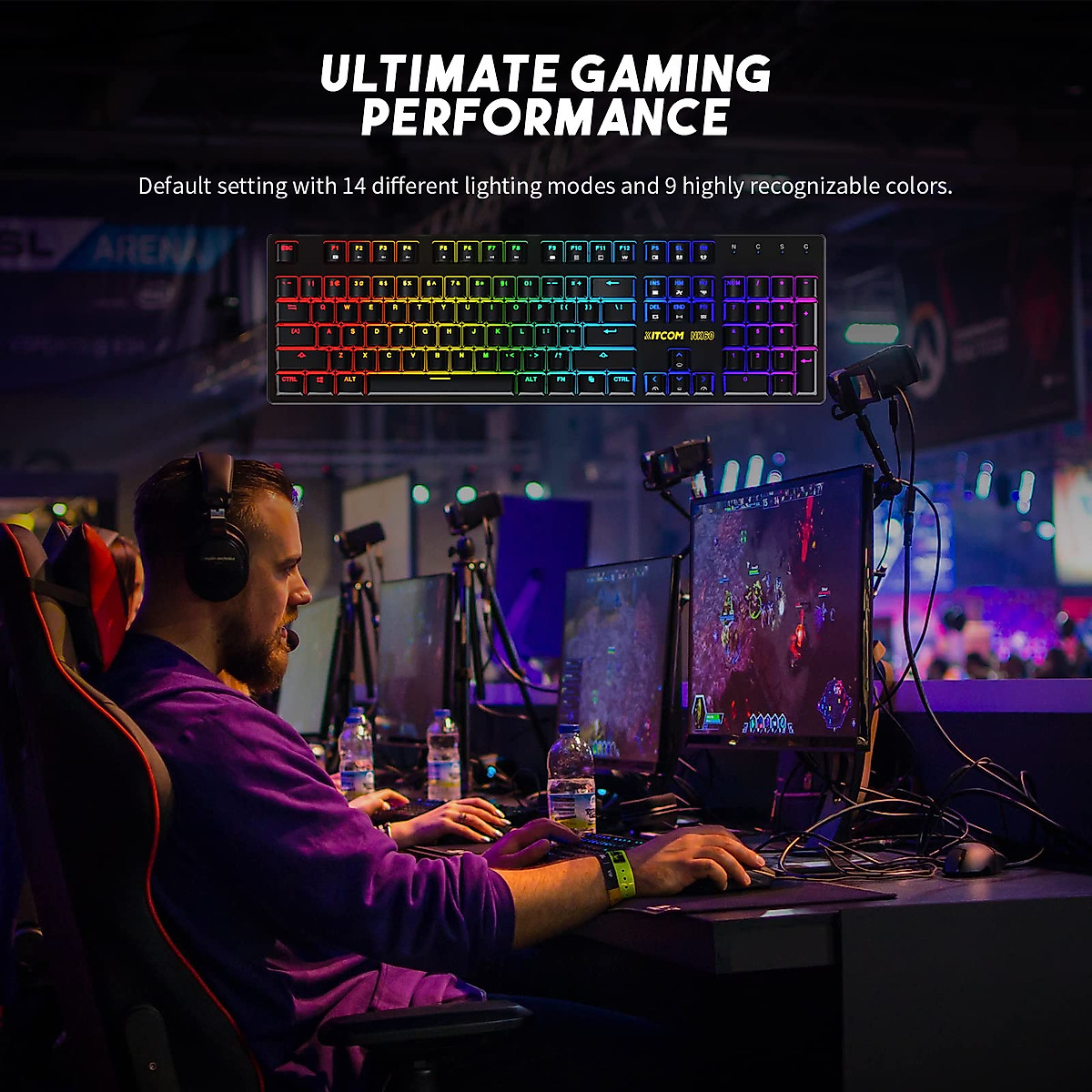 PC Gaming Keyboards RGB Backlit Mechanical Keyboard ABS keycap Programmable Macro Detachable USB Wired Keyboard for Windows PC (104 Keys Red Switch)