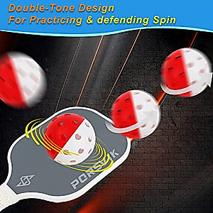 PORSVIK Outdoor Pickleball Balls,40 Holes Two-Colored Pickleballs,Designed for Training Spin,Meet USAPA Standard,Double Tone,6 Pack (Outdoor Red/White)
