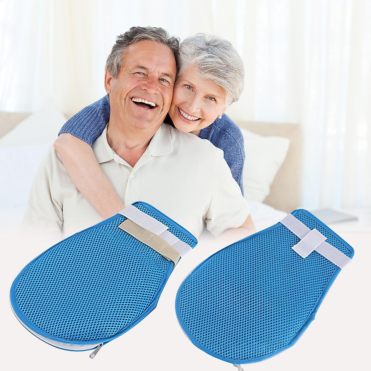 1 Pair Hand Fixed Restraint Glove, Dementia Safety Restraint Gloves Hand Infection Protectors with Top Zipper Breathable Adjustment Injuries Anti Scratch Hand Glove for Elder Patient