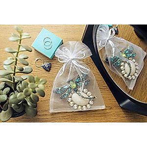 CREATIVE ORGANZA Bags 100Pcs 5x7 inch White Gift Pouch with Satin Drawstring Perfect for Wedding Baptise Party Favors Candy Jewelry Cosmetics