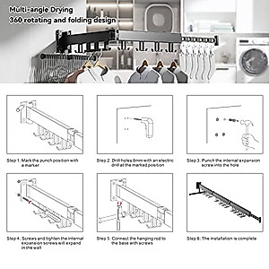 LTLWSH Wall Mounted Retractable Clothes Drying Rack, Laundry Drying Rack, Clothes Drying Rack Folding Indoor, Space Saver, Drying Rack Clothing for Balcony, Laundry,1 fold