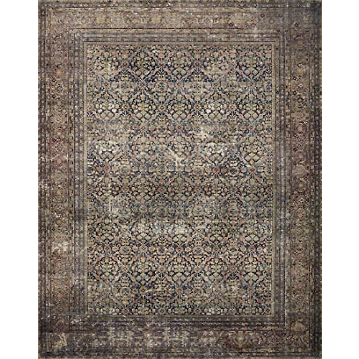 Loloi Amber Lewis x Morgan Collection MOG-03 Denim/Multi, Traditional 18" x 18" Sample Rug feat. CloudPile™