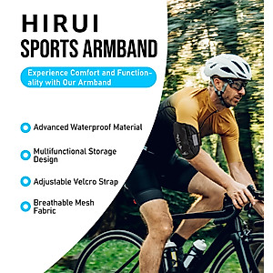 HiRui Universal Sports Armband Comfort Running Armband and Wristband Cell Phone Holder for Exercise Workout, Compatible with iPhone 15/14/Plus/Pro/13 Samsung Galaxy All Phones, Adjustable (Black)