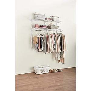 Rubbermaid Configurations Classic Closet Kit, White, 3-6 Ft., Wire Shelving Kit with Expandable Shelving and Telescoping Rods, Custom Closet Organization System, Easy Installation