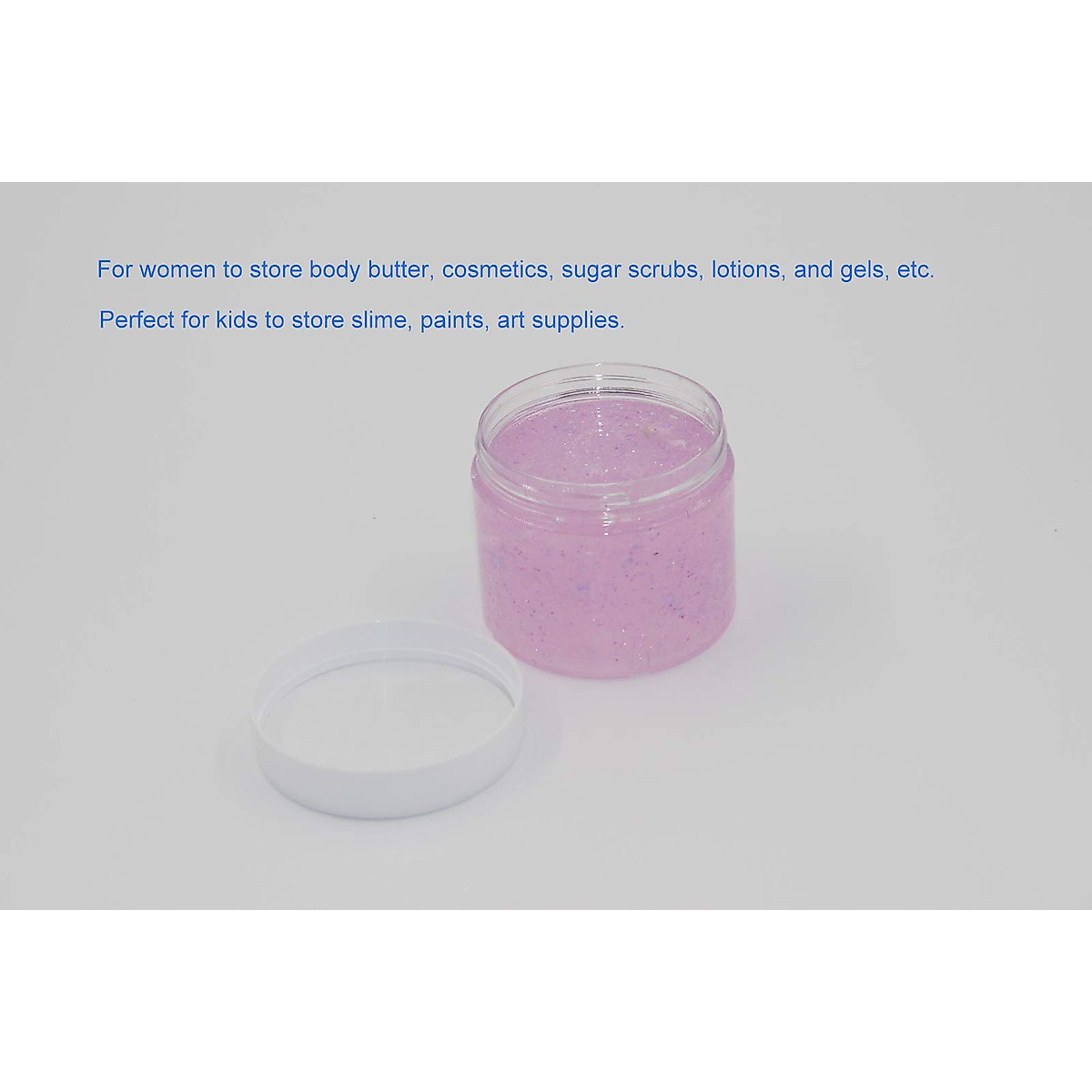 suituts 28 Pack 5oz (150ml) Plastic Slime Jars/Containers with White Lids, Plastic Jars with Lids, Storage Favor Jars/Empty Wide-Mouth Jars for Slime, Body Butter, Cosmetics, Scrub