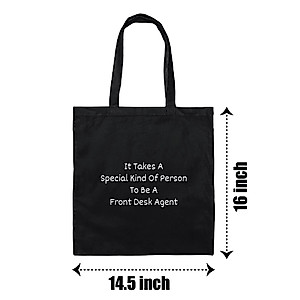 Special Person Gift for Front Desk Agent Receptionist Coworker Humor Navy Black Multicolor Canvas Tote Bag
