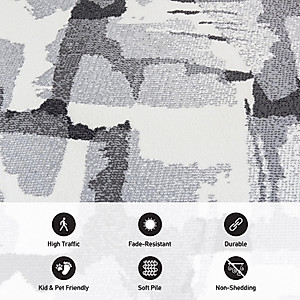 Rugshop Contemporary Abstract Design Soft Area Rug 5' x 7' Gray